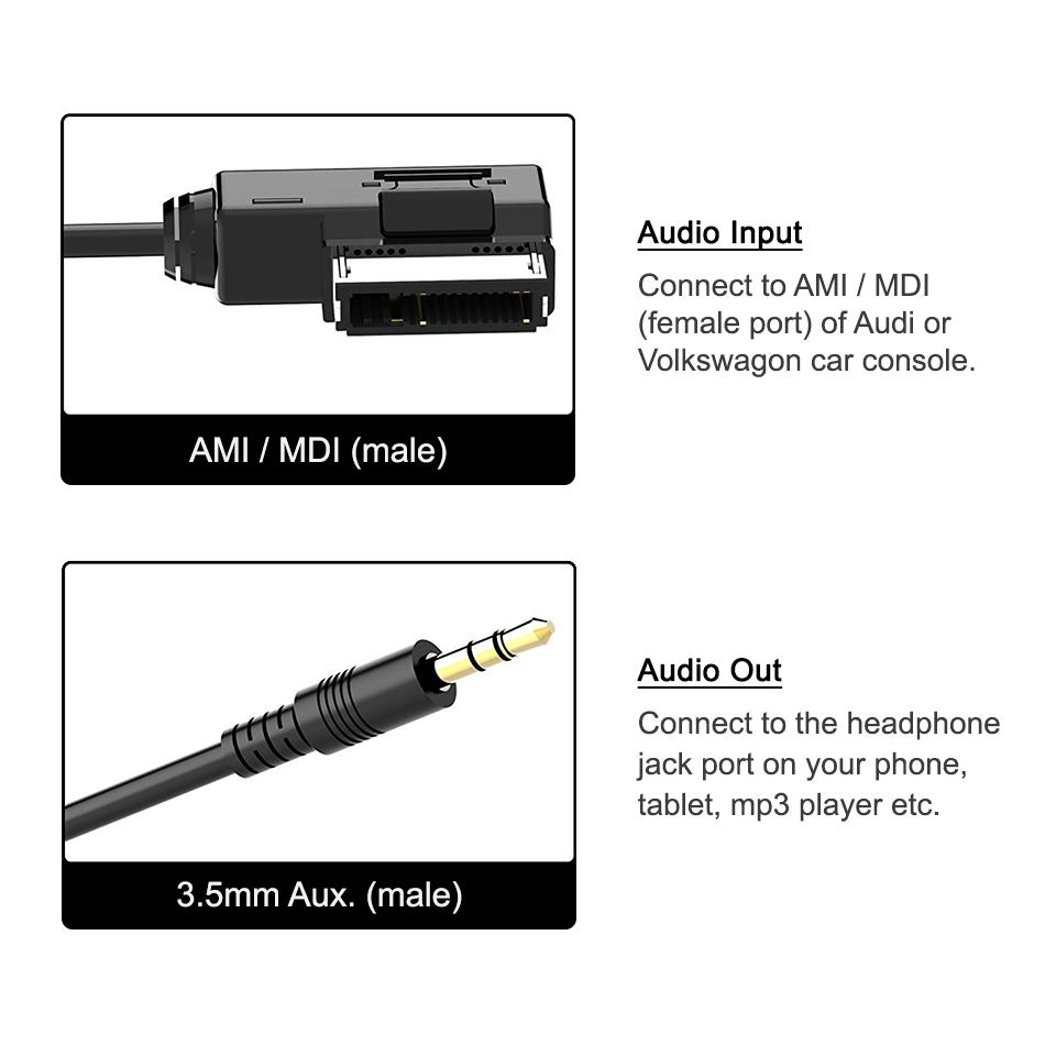 AMI MDI / MMI 3.5mm Car Audio Adapter Cable for Audi / Volkswagen